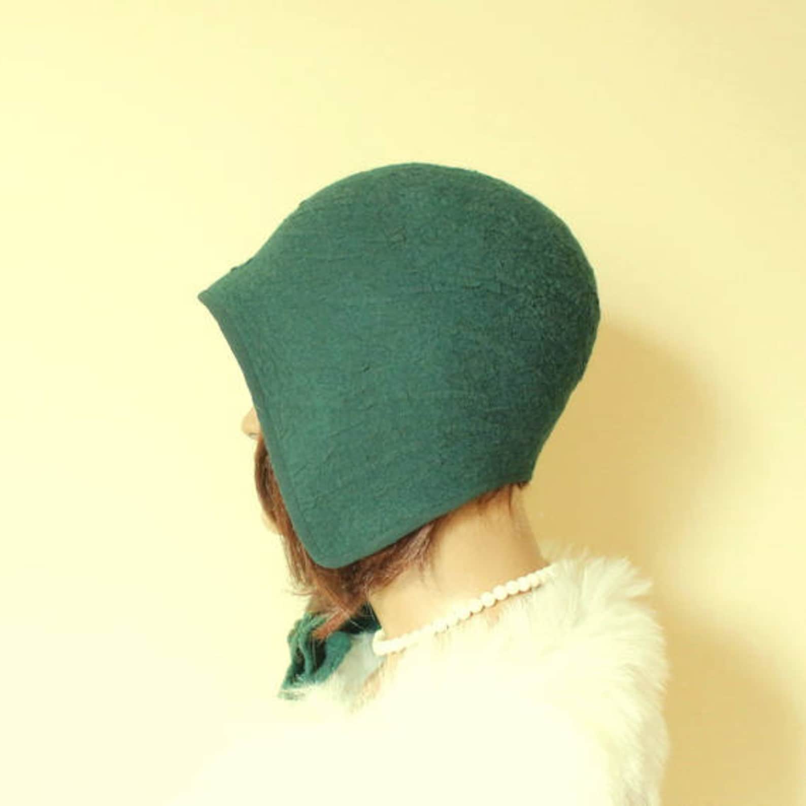 Dark Green Hat // Silk Wool Cap // Size 23 Inches // Felted Hat // Felt ...