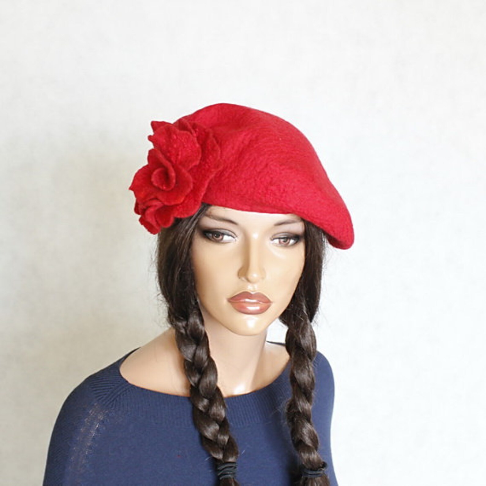 Red Beret Felted Silk Wool Beret Nunofelt Beret French - Etsy