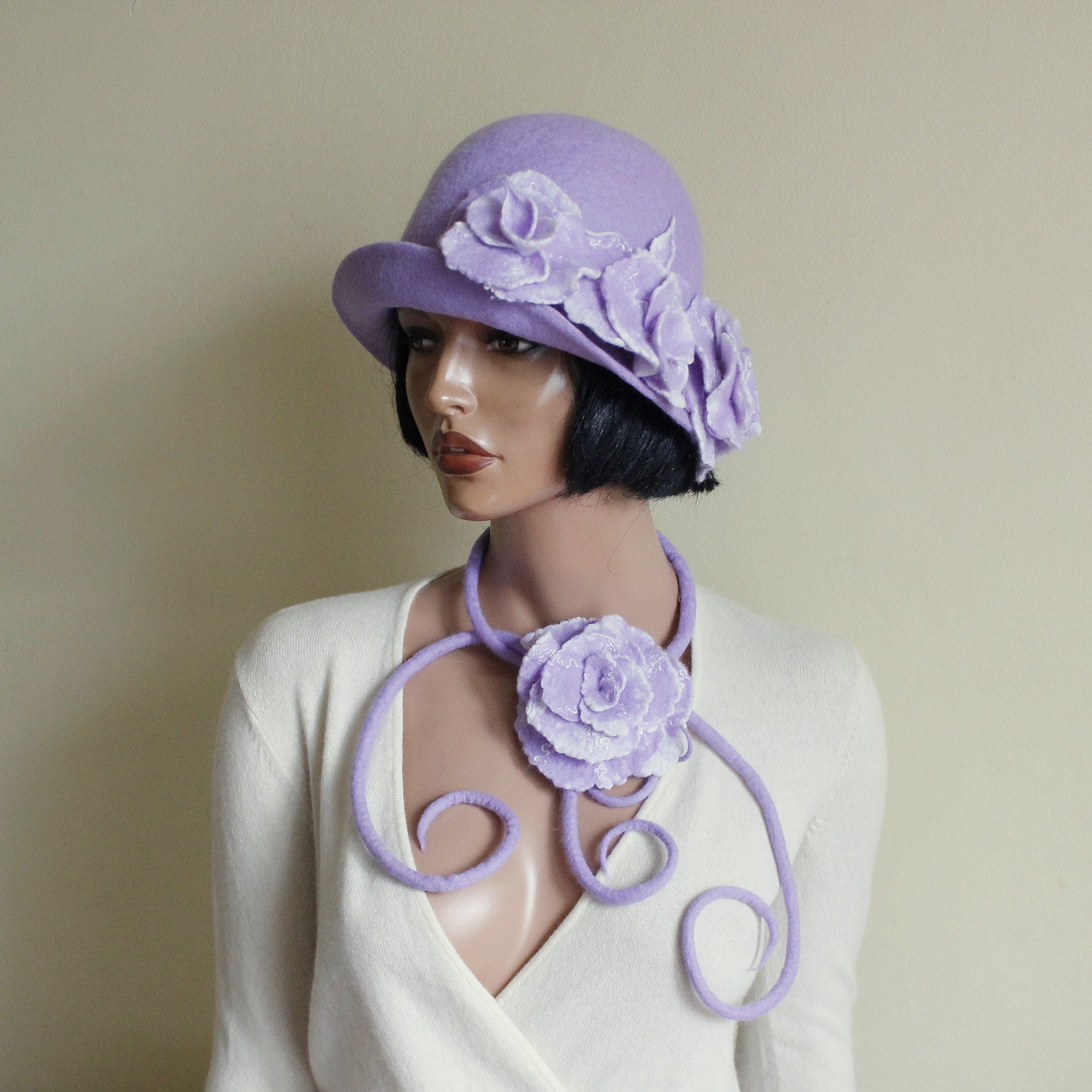 Lilac Felted Hat With Flowers // Sweat Lilac Hat With 4 - Etsy