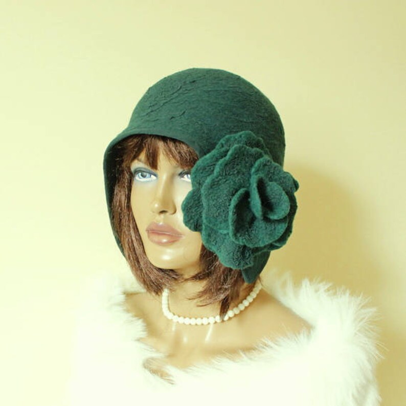 Dark Green Hat // Silk Wool Cap // Size 23 Inches // Felted Hat // Felt ...