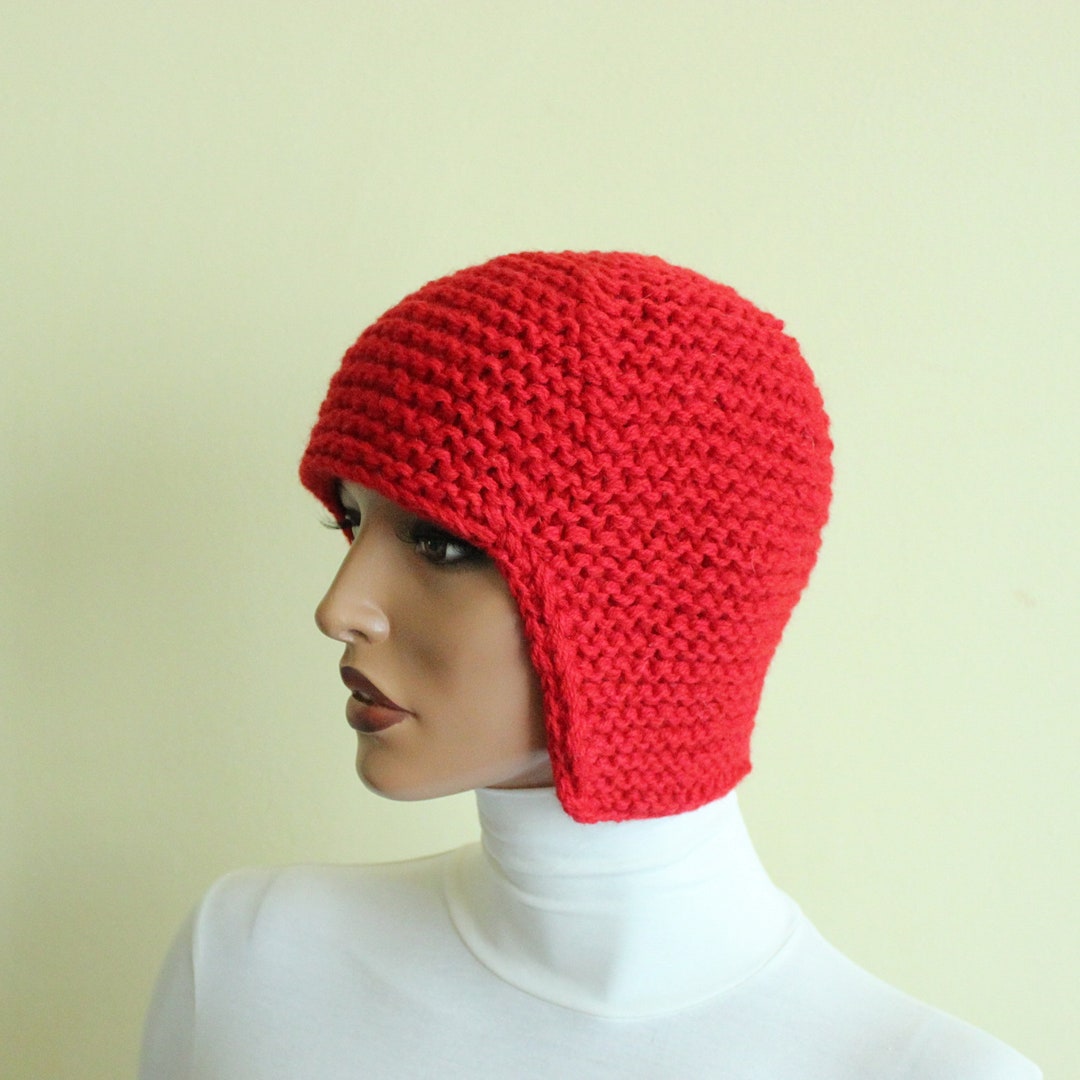 Knitted Cap / Red Knitted Hat / Knitted Red Hat / Wedding Hat / Winter ...