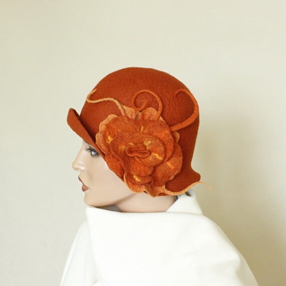 Rust Color Hat // Mahogany Hat Felted // Mahogany Hat // Size - Etsy