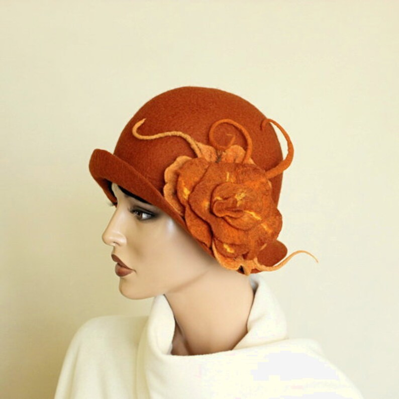 Rust Color Hat // Mahogany Hat Felted // Mahogany Hat // Size - Etsy
