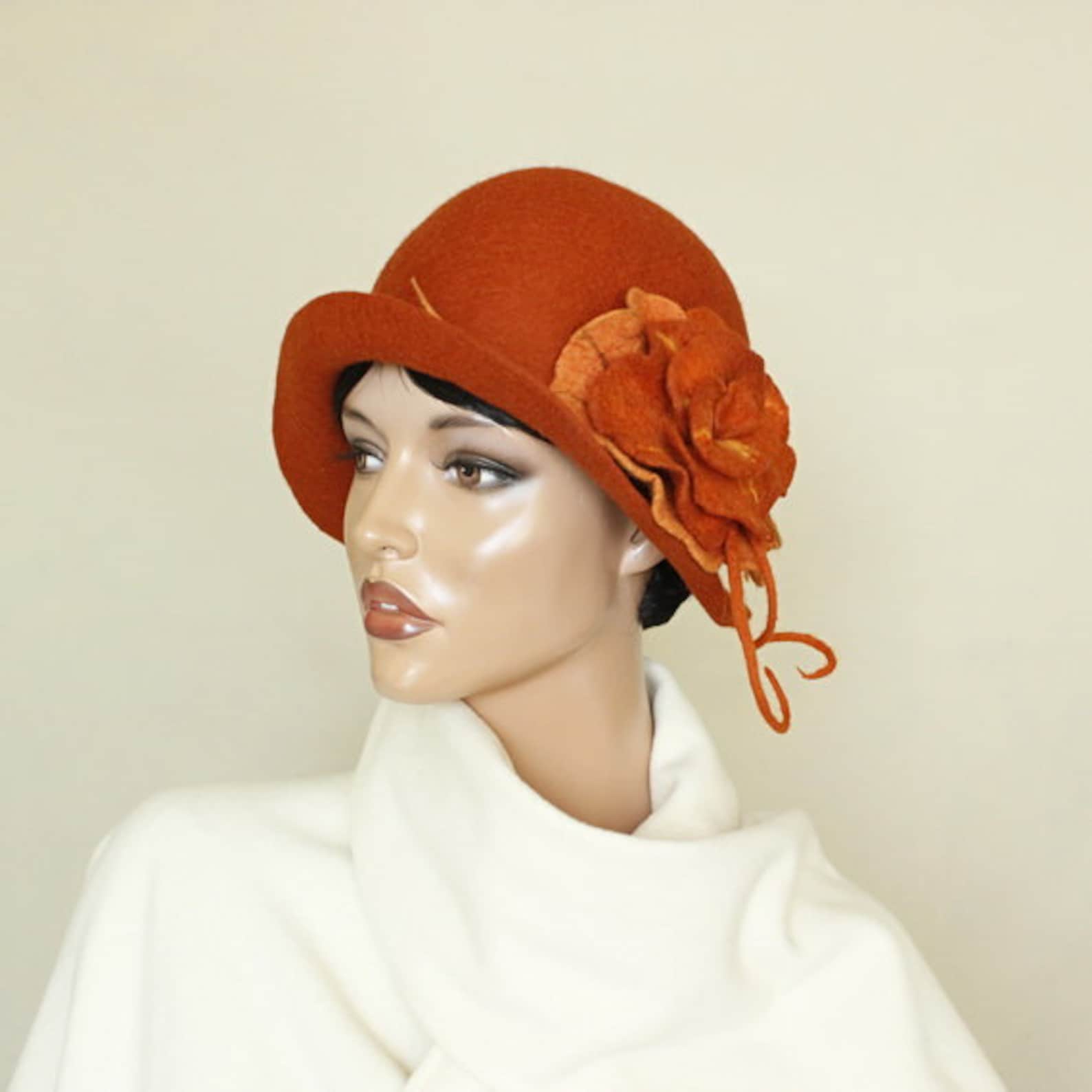 Rust Color Hat // Mahogany Hat Felted // Mahogany Hat // Size - Etsy