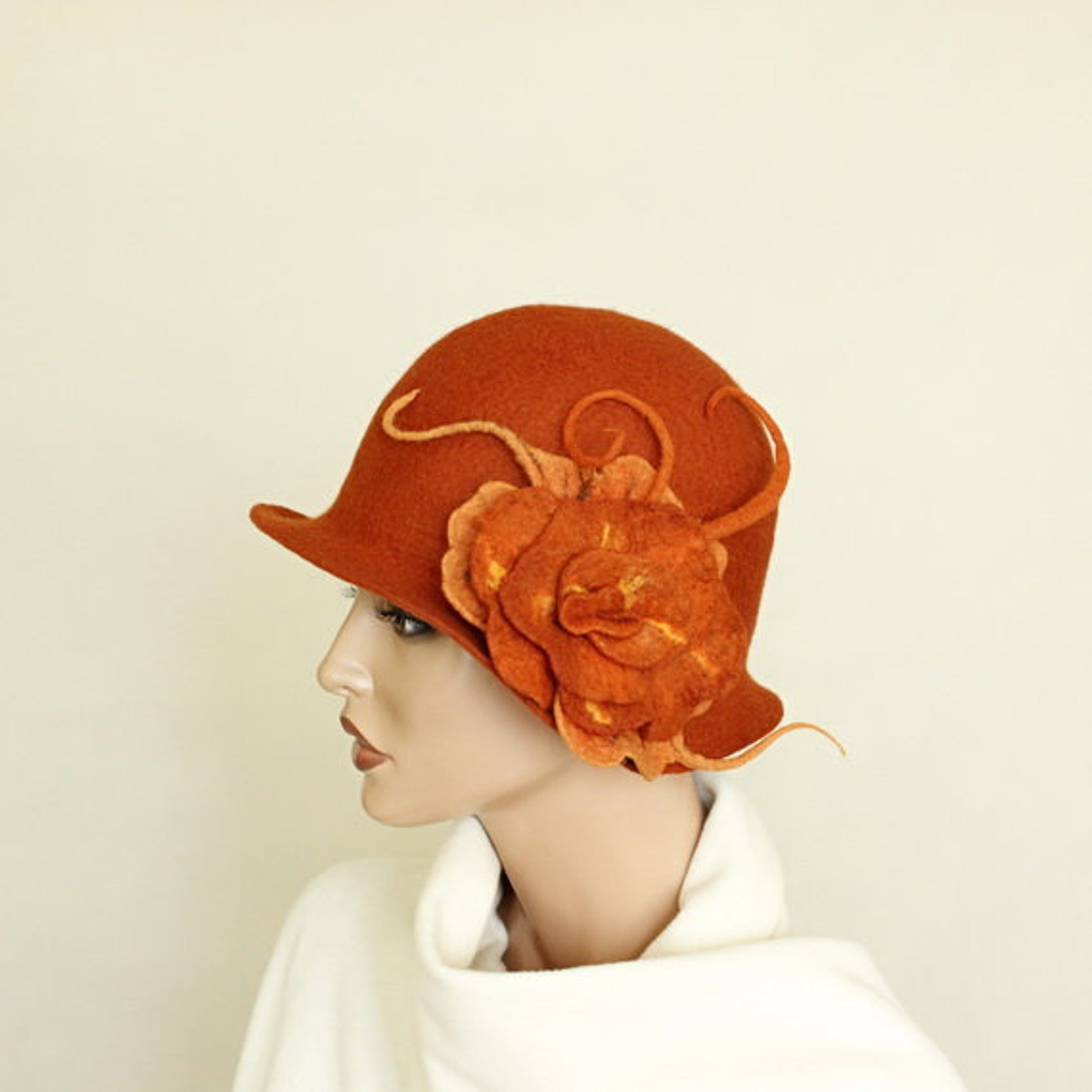 Rust Color Hat // Mahogany Hat Felted // Mahogany Hat // Size - Etsy