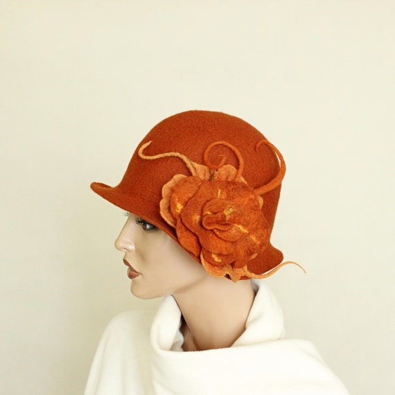 Rust Color Hat // Mahogany Hat Felted // Mahogany Hat // Size - Etsy