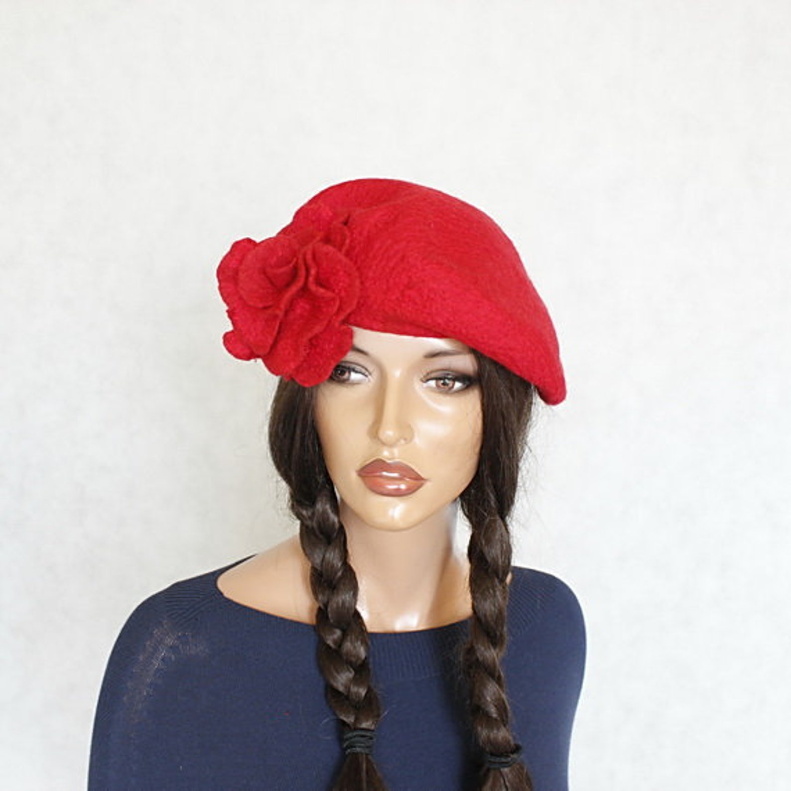 Red Beret Felted Silk Wool Beret Nunofelt Beret French - Etsy