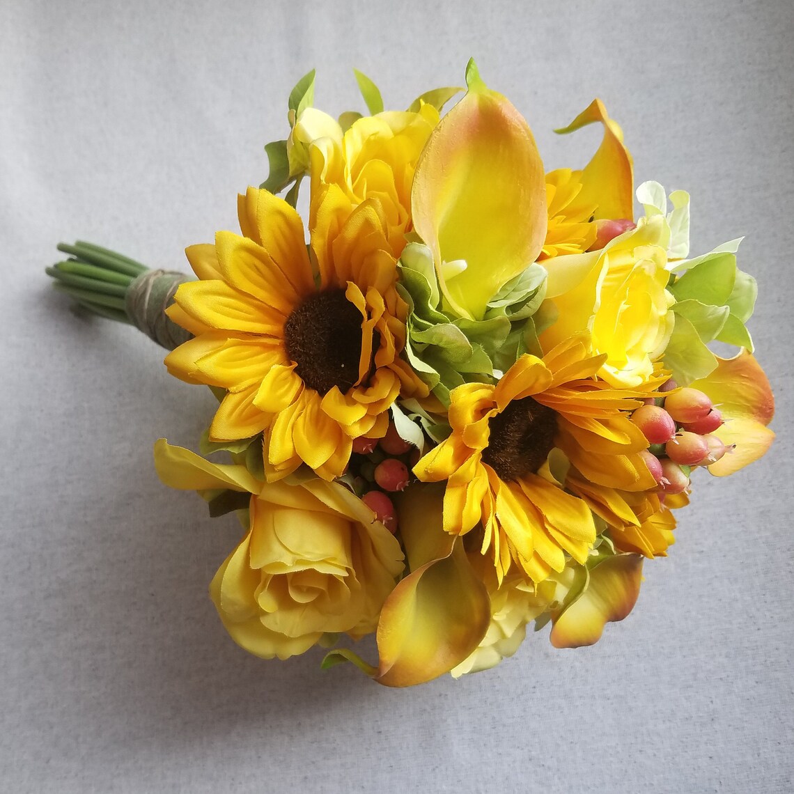 Sunflowers Calla Lilies Roses Hydrangea and Berries / - Etsy