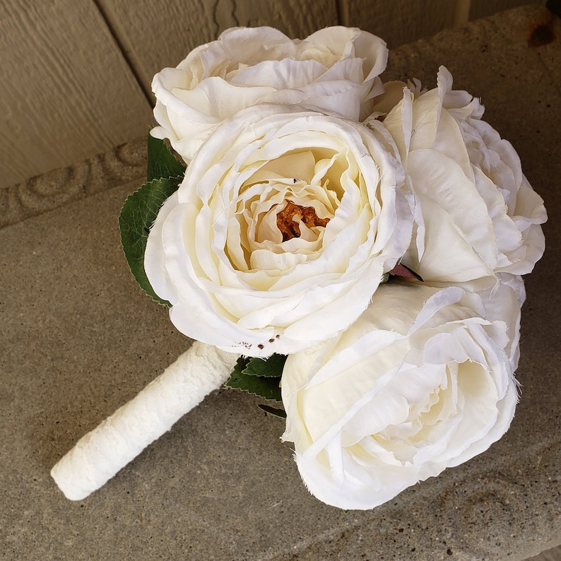 Ivory Garden Rose Wedding Bouquet - Etsy