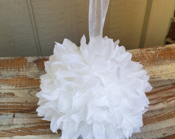 WHITE Flower Ball. White Kissing Ball. White Pomander. Wedding ...