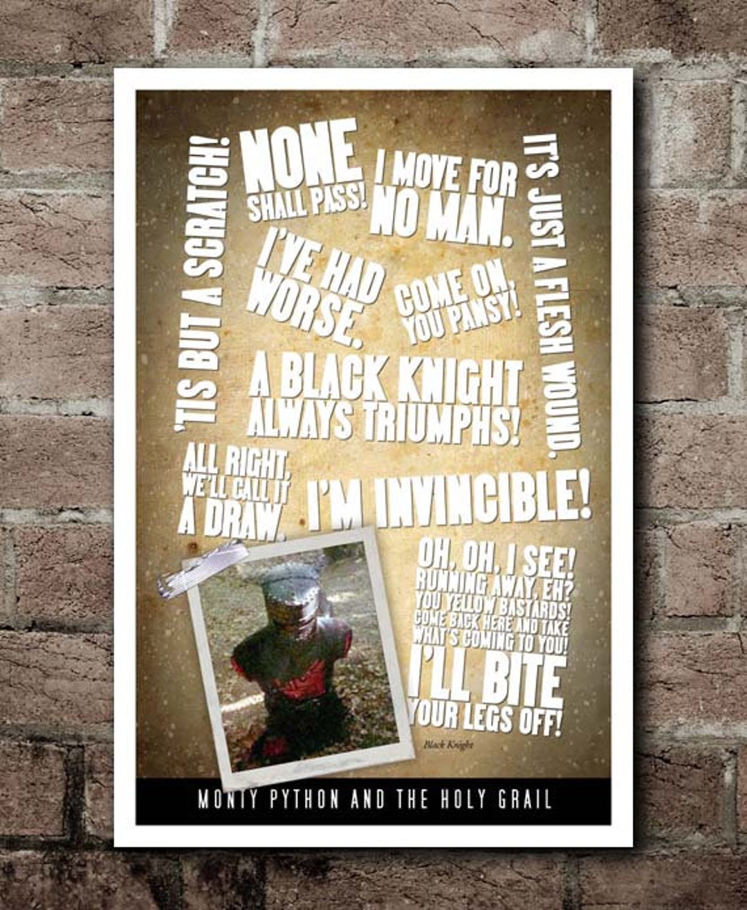 Monty Python and the Holy Grail BLACK KNIGHT Quotes Poster (12"x18") - Etsy