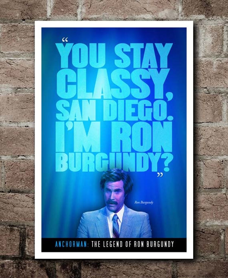 Anchorman i'm RON Burgundy Quote Poster | Etsy