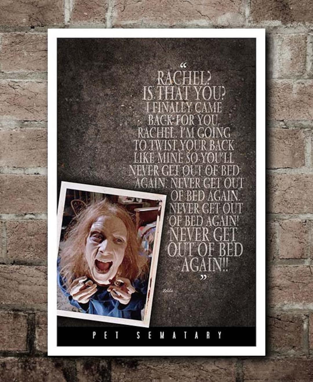 Pet Sematary "never Got Out of Bed Again!!" Zelda Quote Poster (12"x18 ...