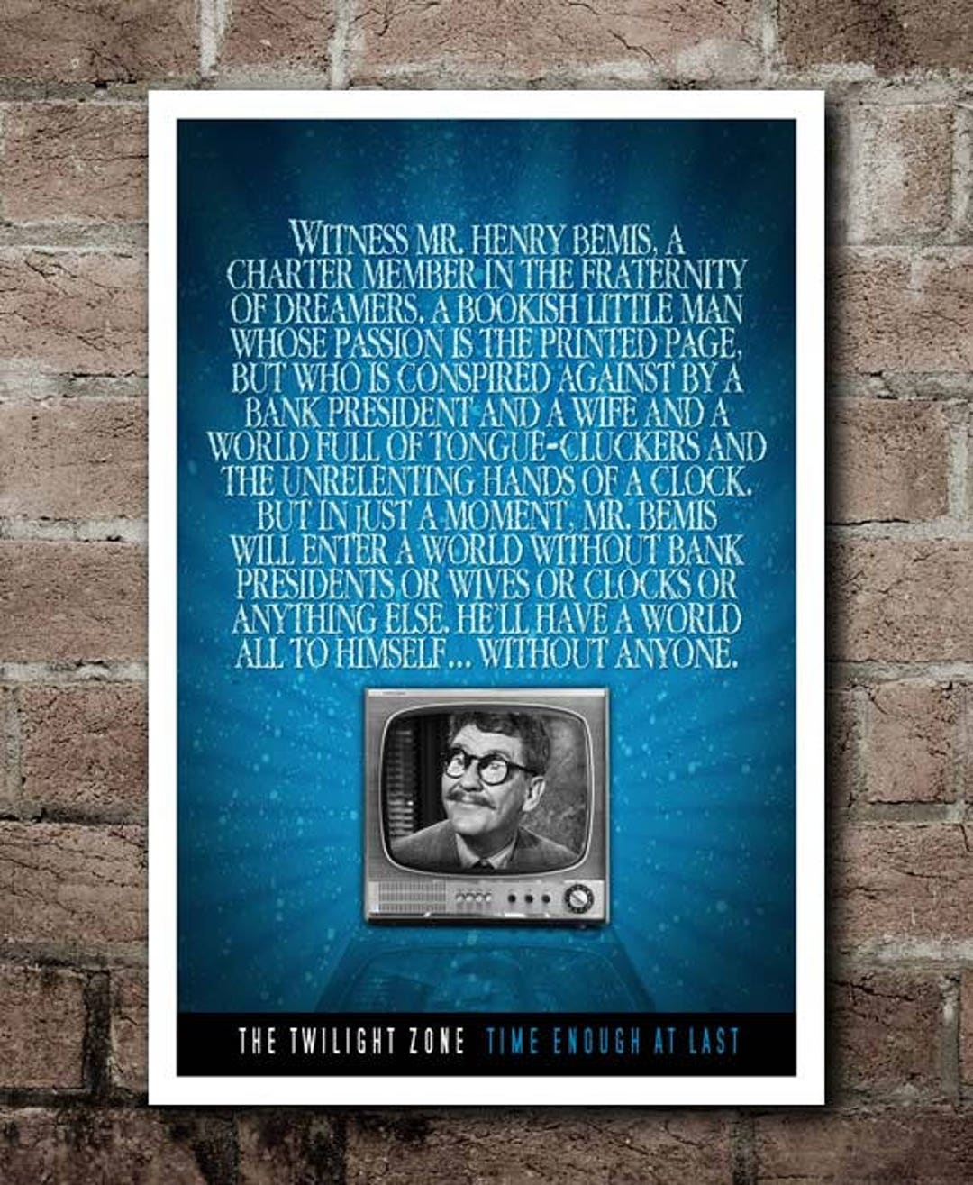 THE TWILIGHT ZONE "time Enough at Last" Quote Poster (12"x18") - Etsy