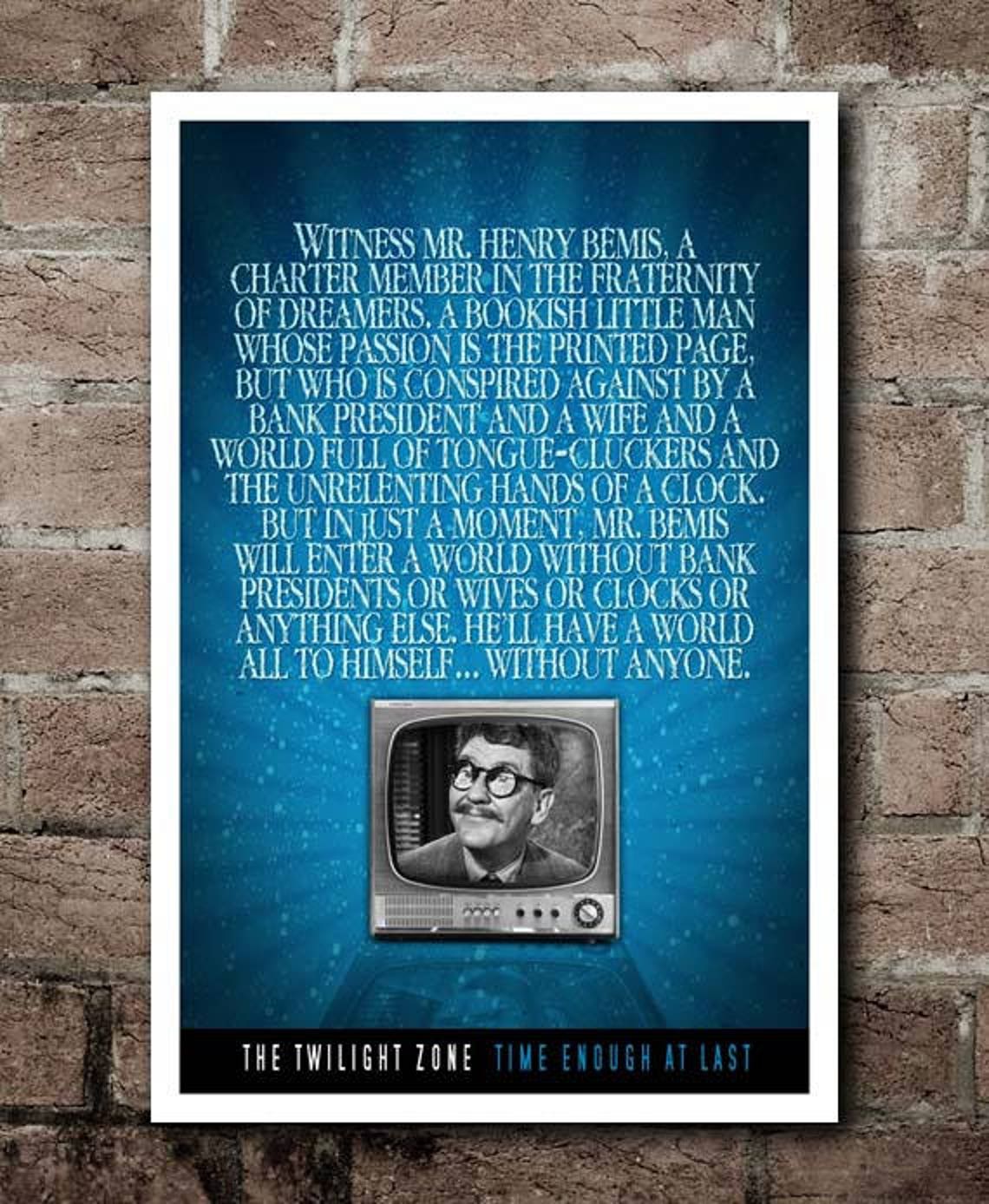 THE TWILIGHT ZONE time Enough at Last Quote Poster - Etsy