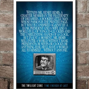 THE TWILIGHT ZONE "time Enough at Last" Quote Poster (12"x18") - Etsy