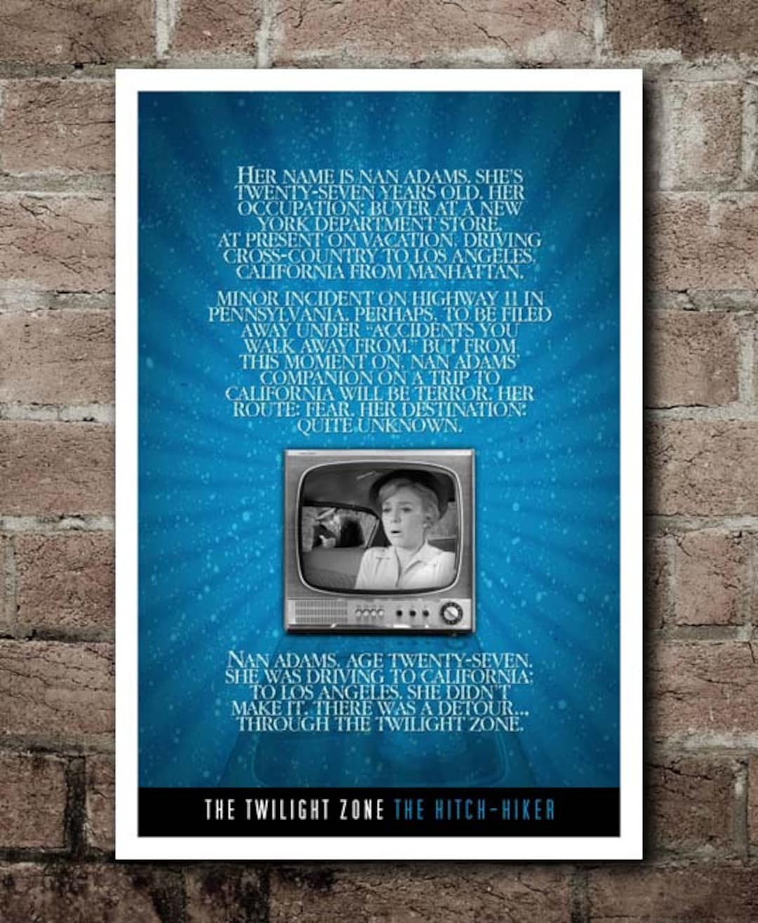 The Twilight Zone "the Hitch-hiker" Poster (12"x18") - Etsy