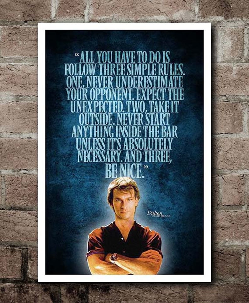 Road House three SIMPLE Rules Quote Poster - Etsy UK