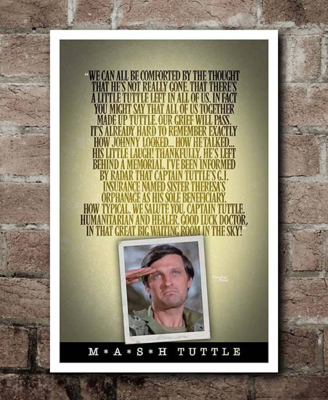 M*A*S*H Hawkeye "captain Tuttle" Eulogy Quote Poster (12"x18") - Etsy
