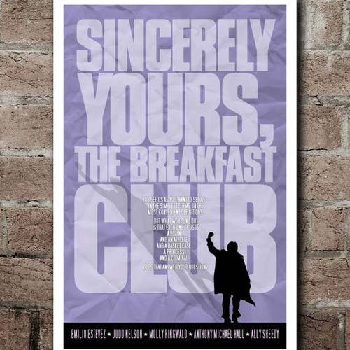 The BREAKFAST CLUB: sincerely Yours Quote Poster - Etsy