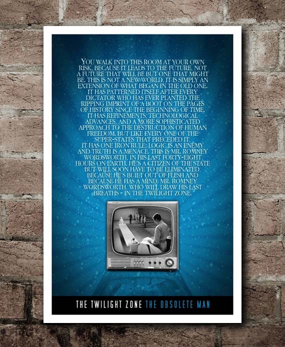 The Twilight Zone the OBSOLETE Man Quote Poster | Etsy