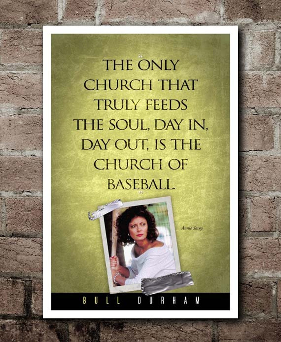 Bull Durham Annie Savoy "church OF Baseball" Quote Poster (12"x18") - Etsy