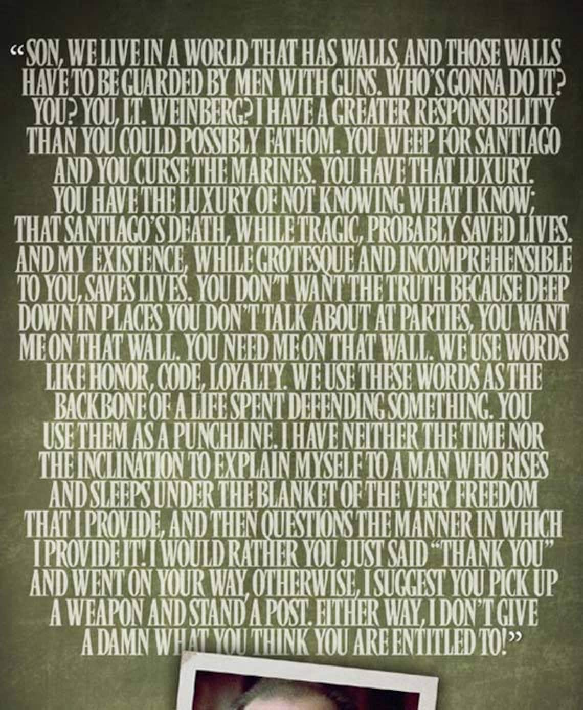 A FEW GOOD MEN Col. Jessup Speech Quote Poster - Etsy