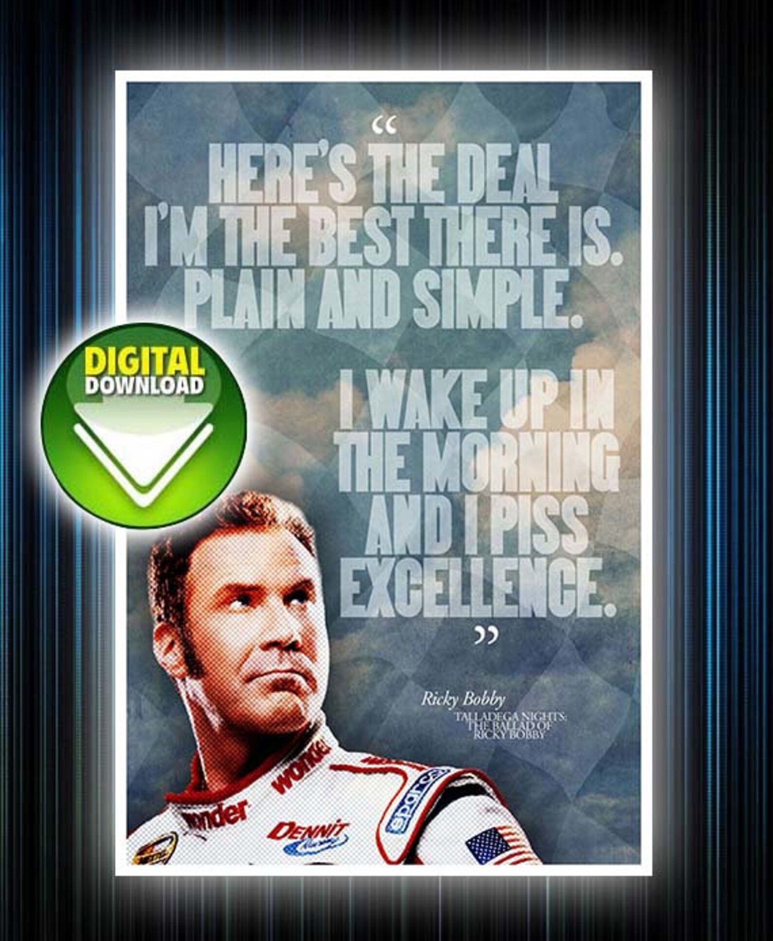 DIGITAL DOWNLOAD: 24x36 Ricky Bobby | Etsy