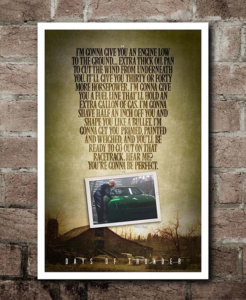 Days of Thunder Harry Hogge "car Speech" Poster (12"x18") - Etsy