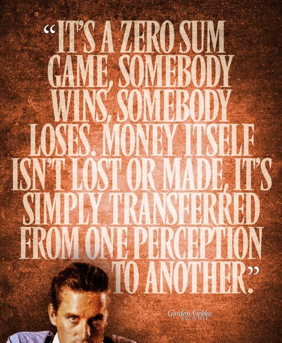 WALL STREET zero Sum Quote Poster | Etsy