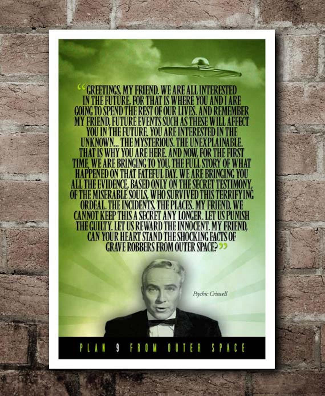 Plan 9 From Outer Space CRISWELL "greetings" Quote Poster (12"x18") - Etsy