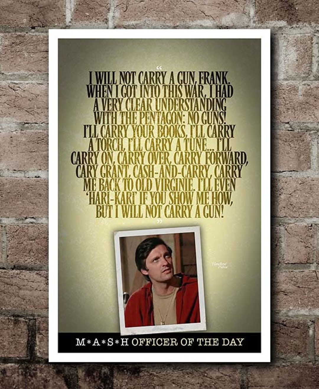 M*A*S*H Hawkeye "i Will Not Carry A Gun" Quote Poster (12"x18") - Etsy