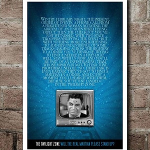 The Twilight Zone "will the Real Martian Please Stand Up?" Quote Poster ...