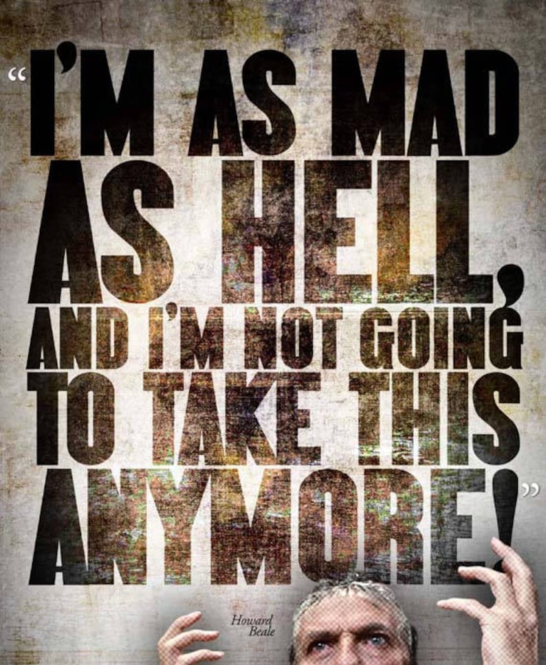 NETWORK mad as Hell Quote Poster - Etsy
