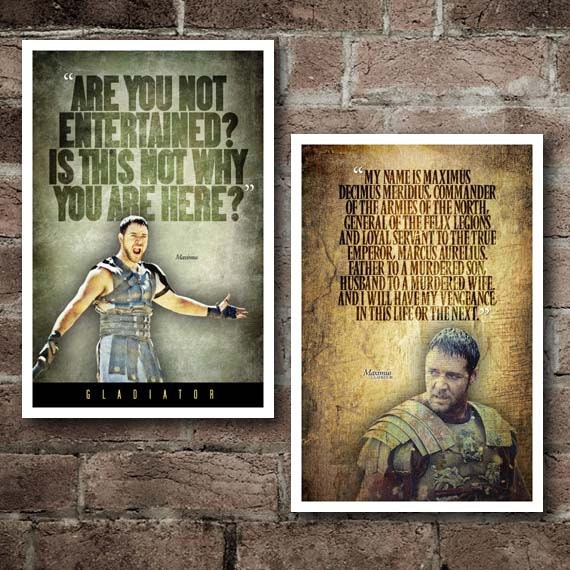 Gladiator/maximus COMBO PACK Quote Posters | Etsy