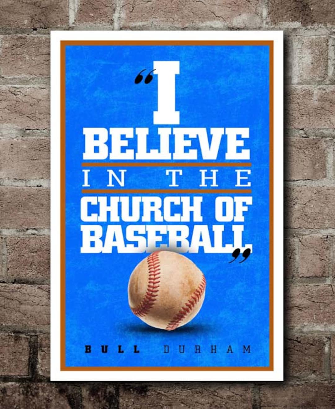 BULL DURHAM "church of Baseball" Movie Quote Poster (12"x18") - Etsy