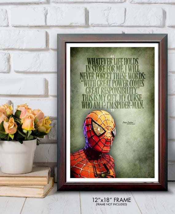 SPIDER-MAN great Power Quote Poster | Etsy