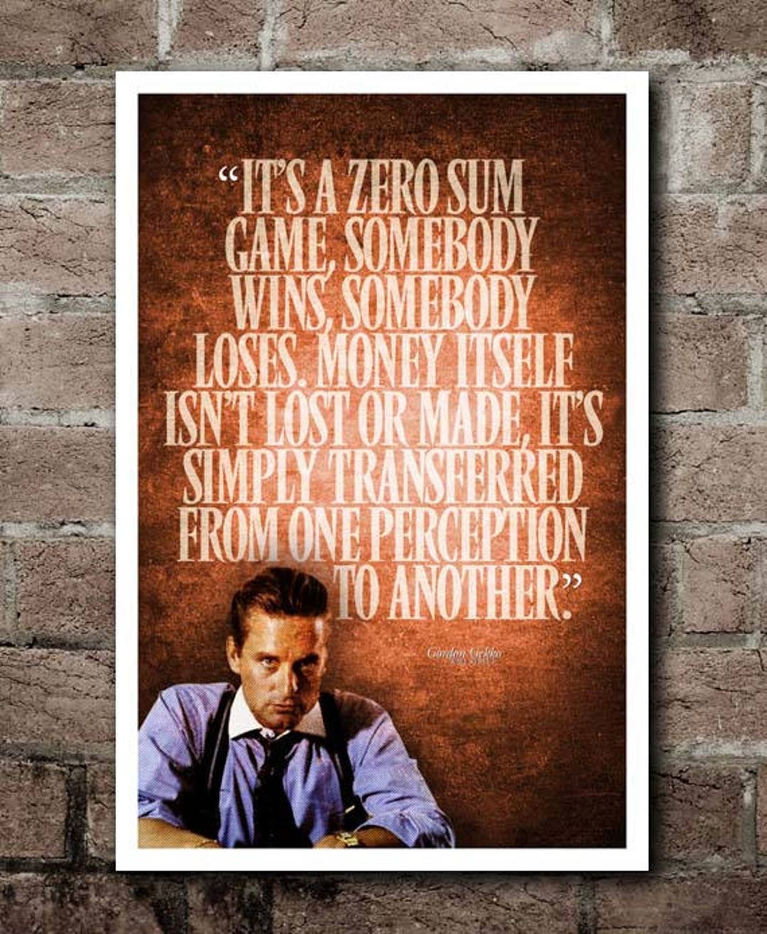 WALL STREET "zero Sum" Quote Poster (12"x18") - Etsy