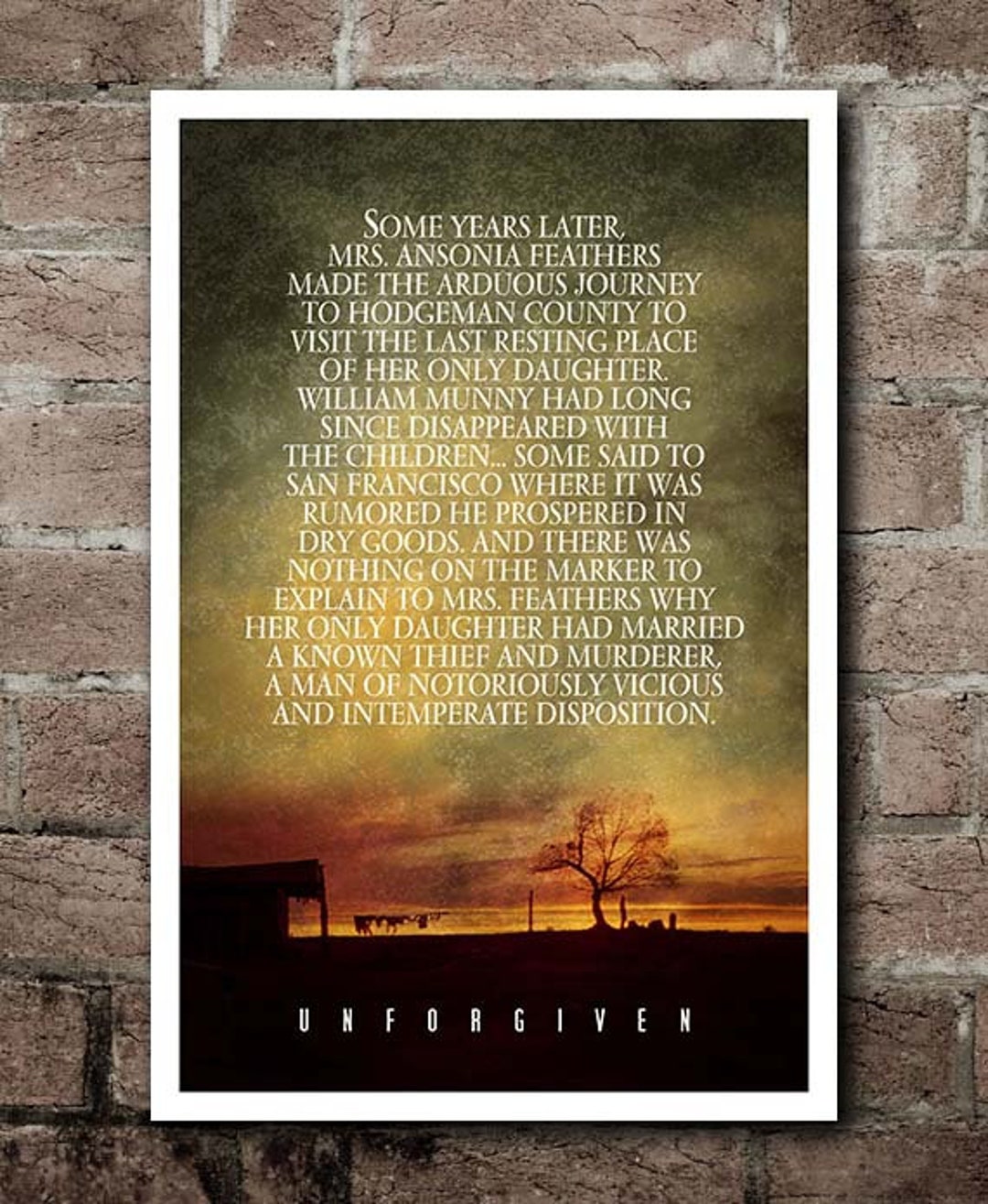 UNFORGIVEN Ending Monologue Quote Poster (12"x18") - Etsy