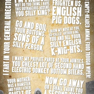 Monty Python & the Holy Grail FRENCH SOLDIER "taunts" Quotes Poster (12 ...