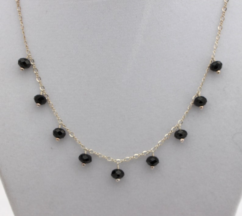 Black Spinel Necklace On A Sterling Silver Chain Etsy