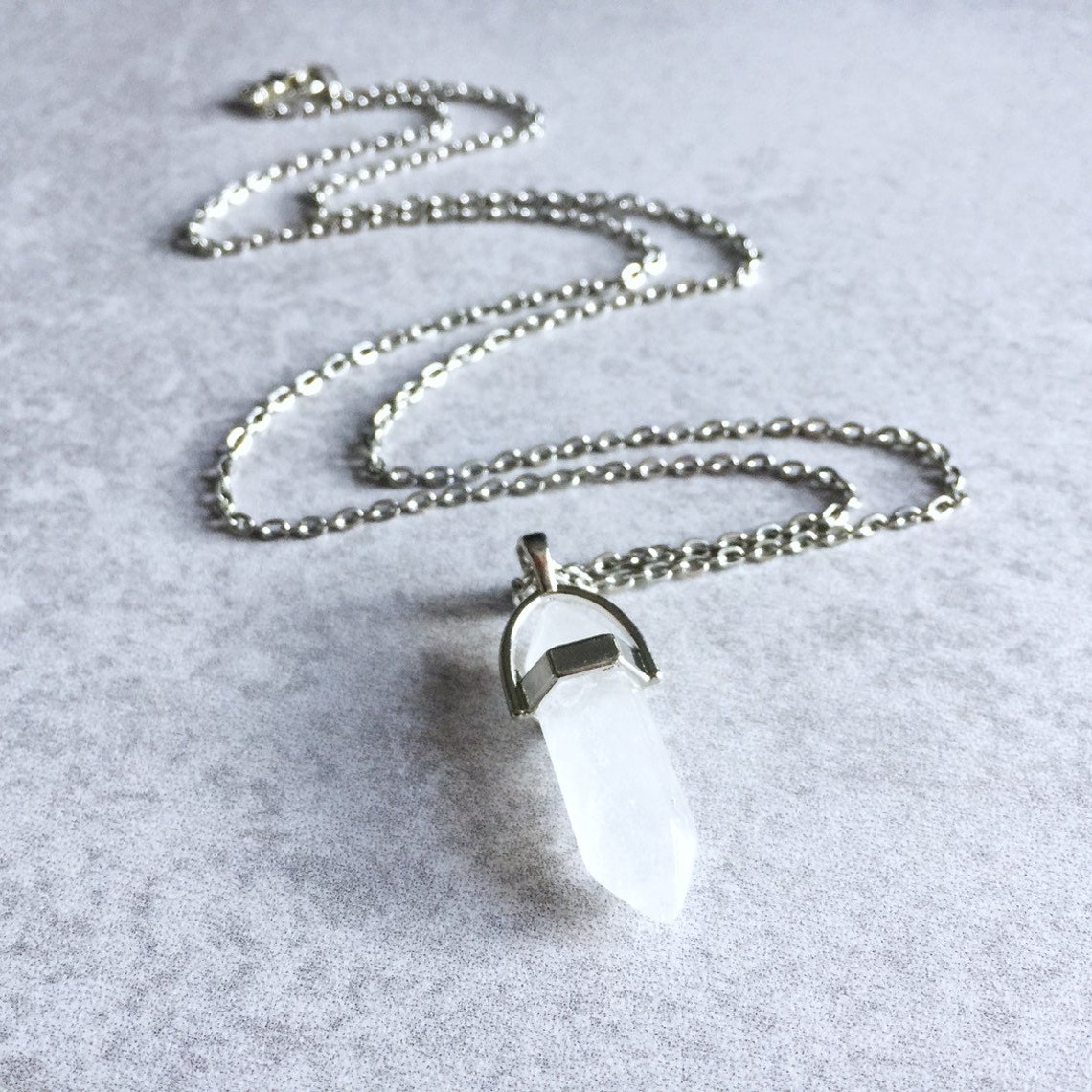 Clear Quartz Crystal Necklace Genuine Gemstone Pendulum | Etsy