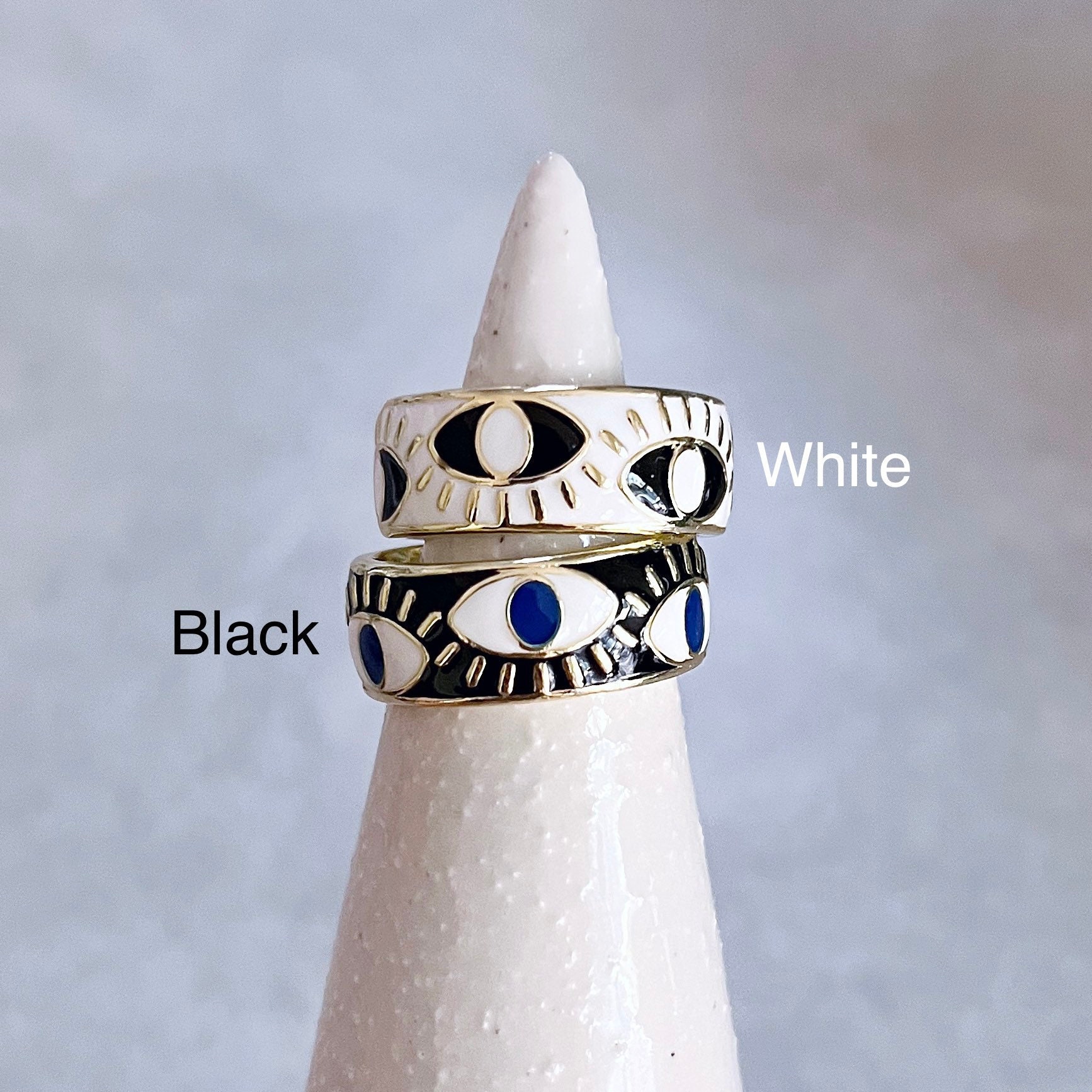 Enamel Stackable Evil Eye Rings Eyeball Jewelry Gold Band | Etsy