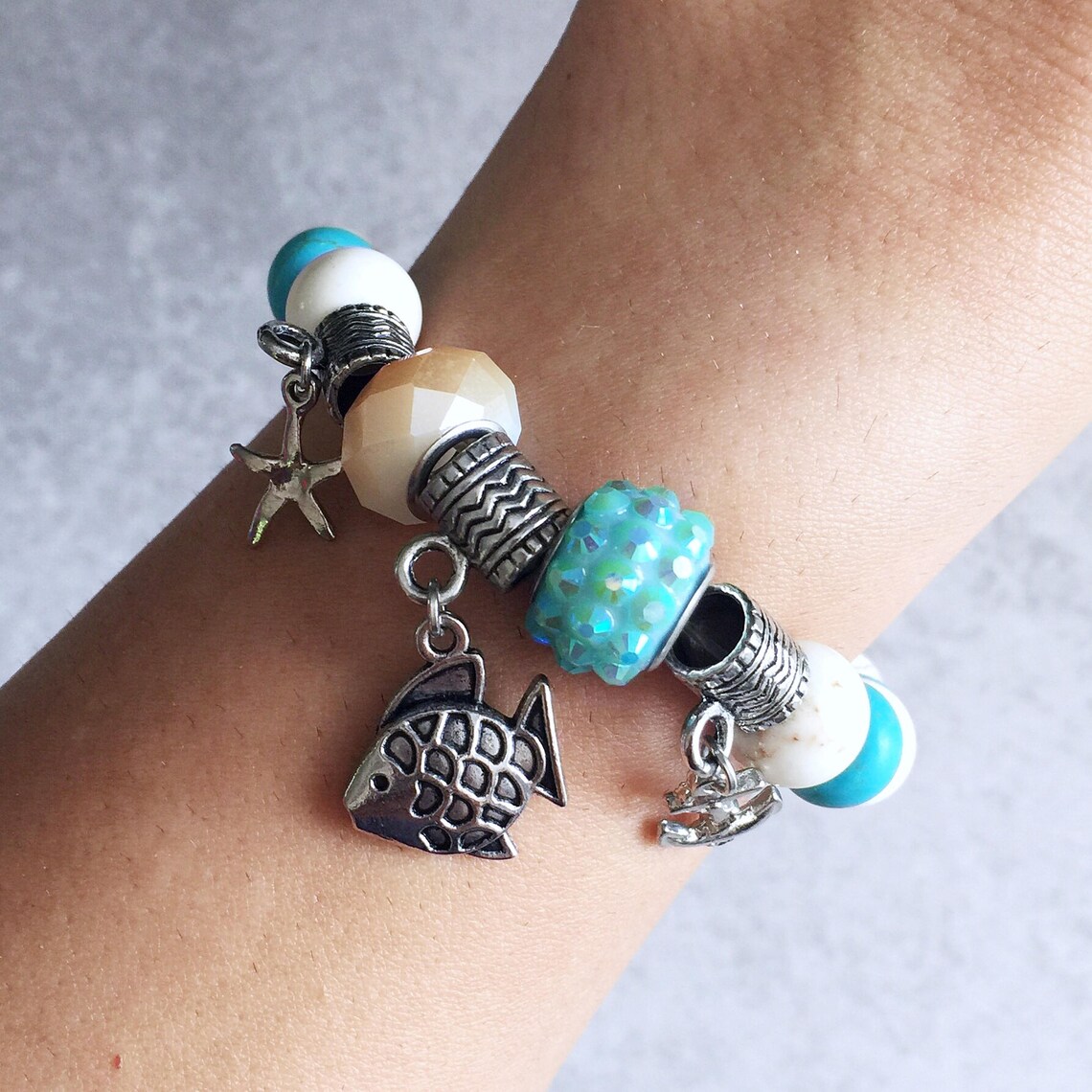 30% OFF: Nautical Beaded Bracelet European Beads Silver | Etsy