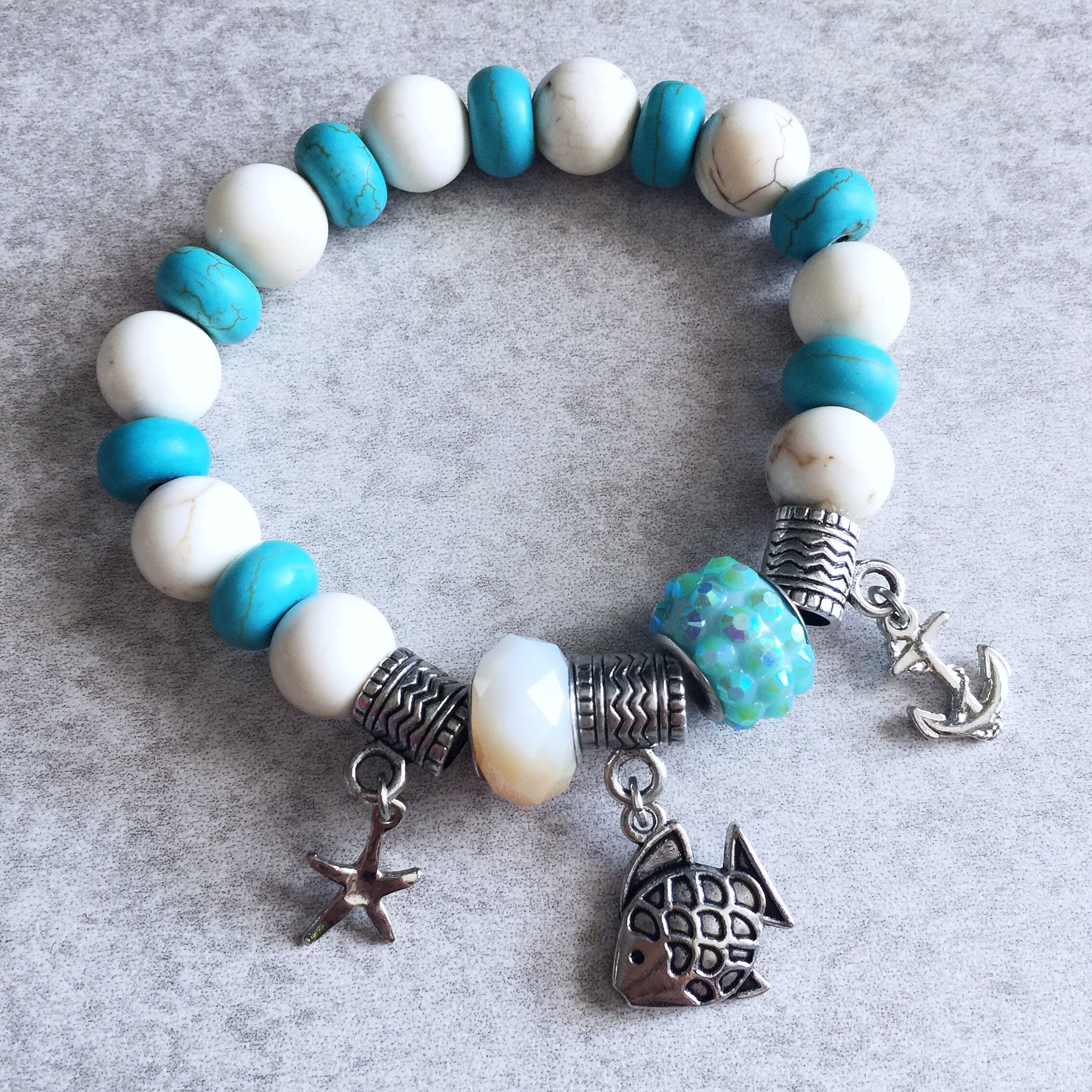 30% OFF: Nautical Beaded Bracelet - European Beads, Silver Sailor ...