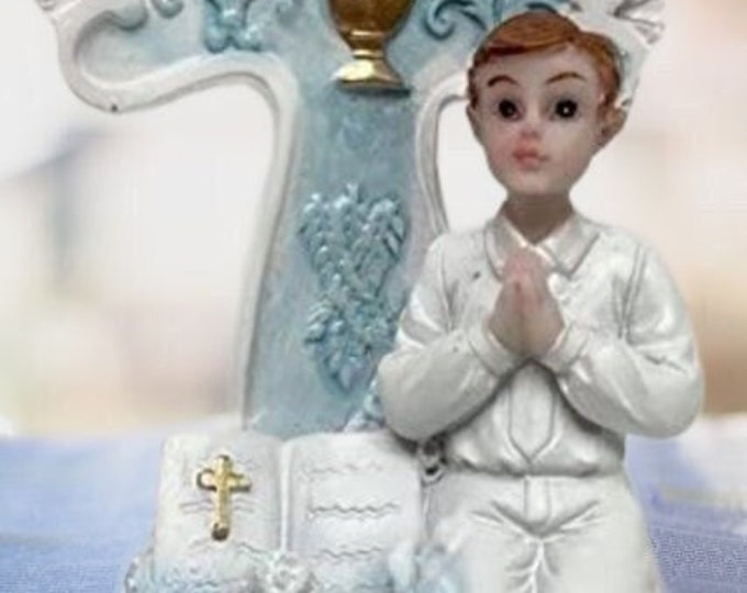 First Holy Communion Praying Boy Favor or Cake Topper Decoration or ...