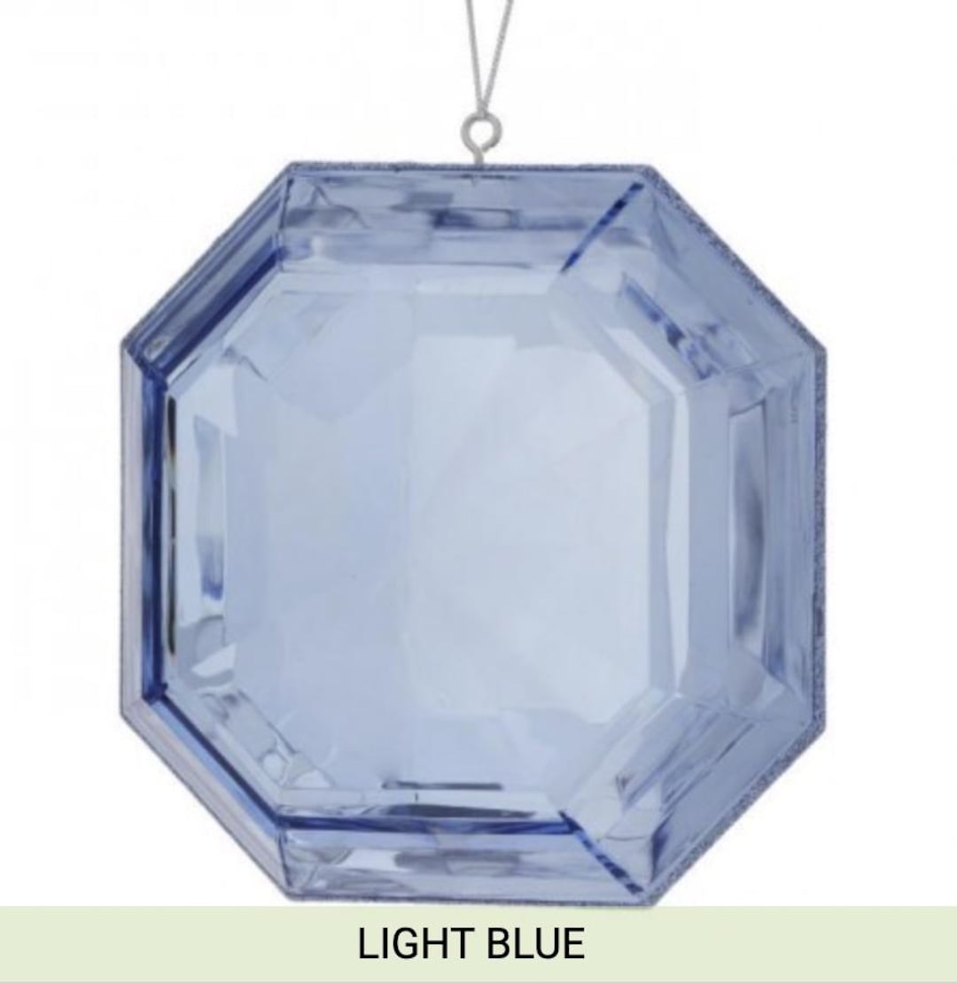 6 Inch, Square Light Blue Emerald Cut Ornament, Gem Ornament, Jewel ...