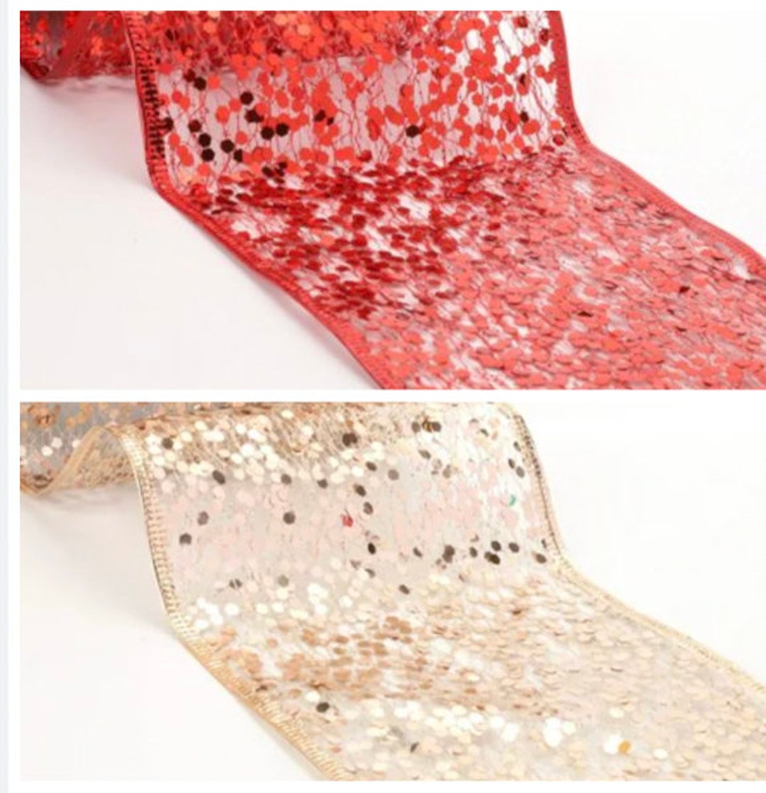 4" Rose Gold 10 Yds Sequins Sequence Webbing Sonic Edge Ribbon Roll - Etsy