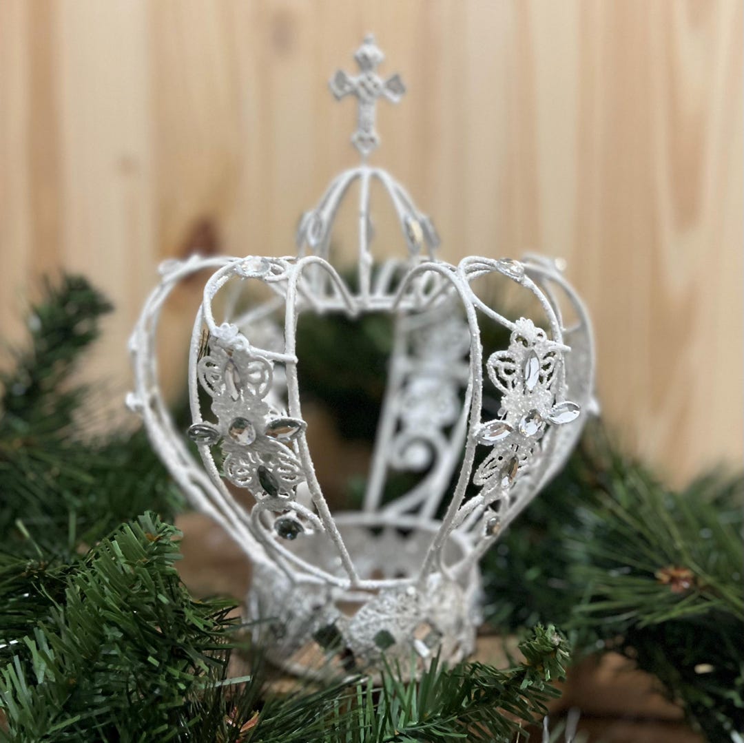 Metal Gem Crown Tree Topper Christmas or Party Cake Topper Decoration ...