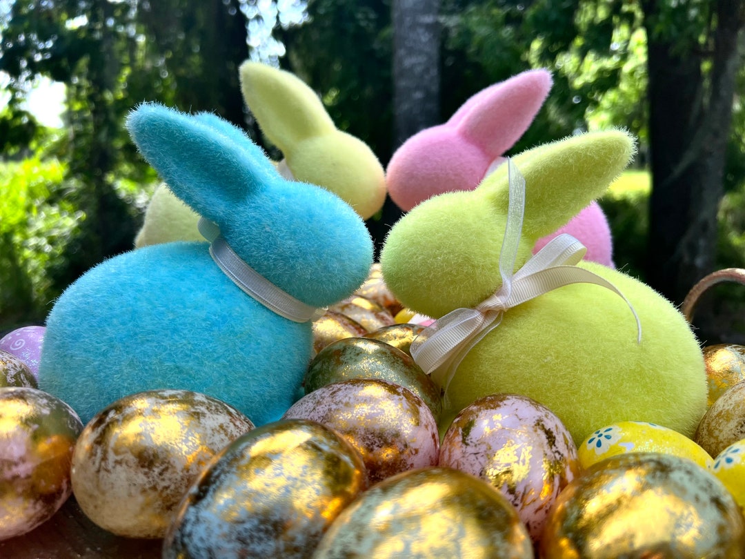 Flocked Styro Easter Spring Bunny Rabbit With Ribbon 6.25" - Etsy